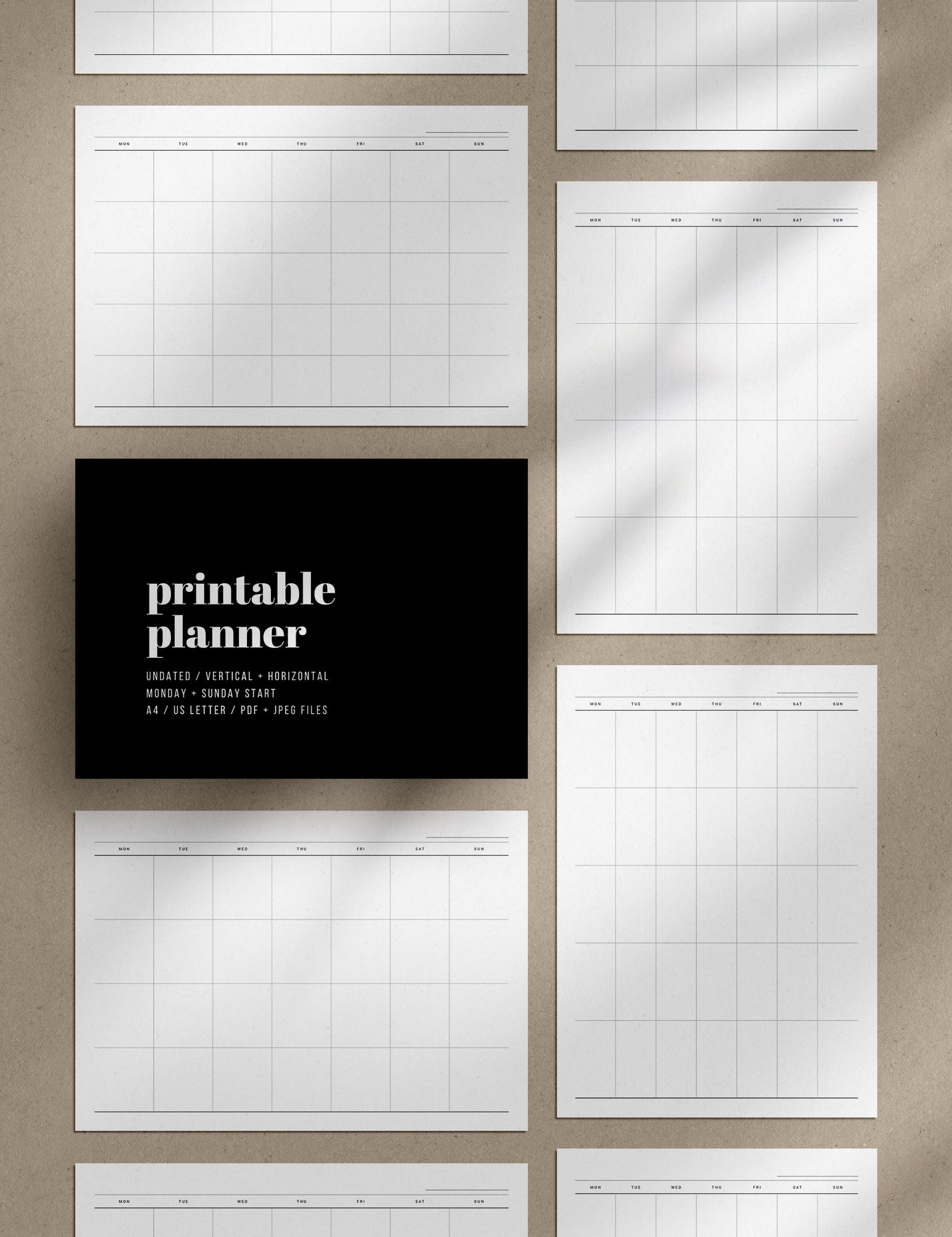 UNDATED Printable Monthly Planner | Vertical | Horizontal | A4 | US Le ...