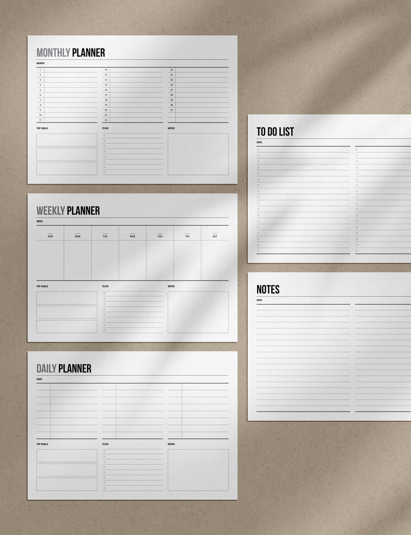2024 Printable Monthly Planner | Landscape | Horizontal | A4 | US Lett ...