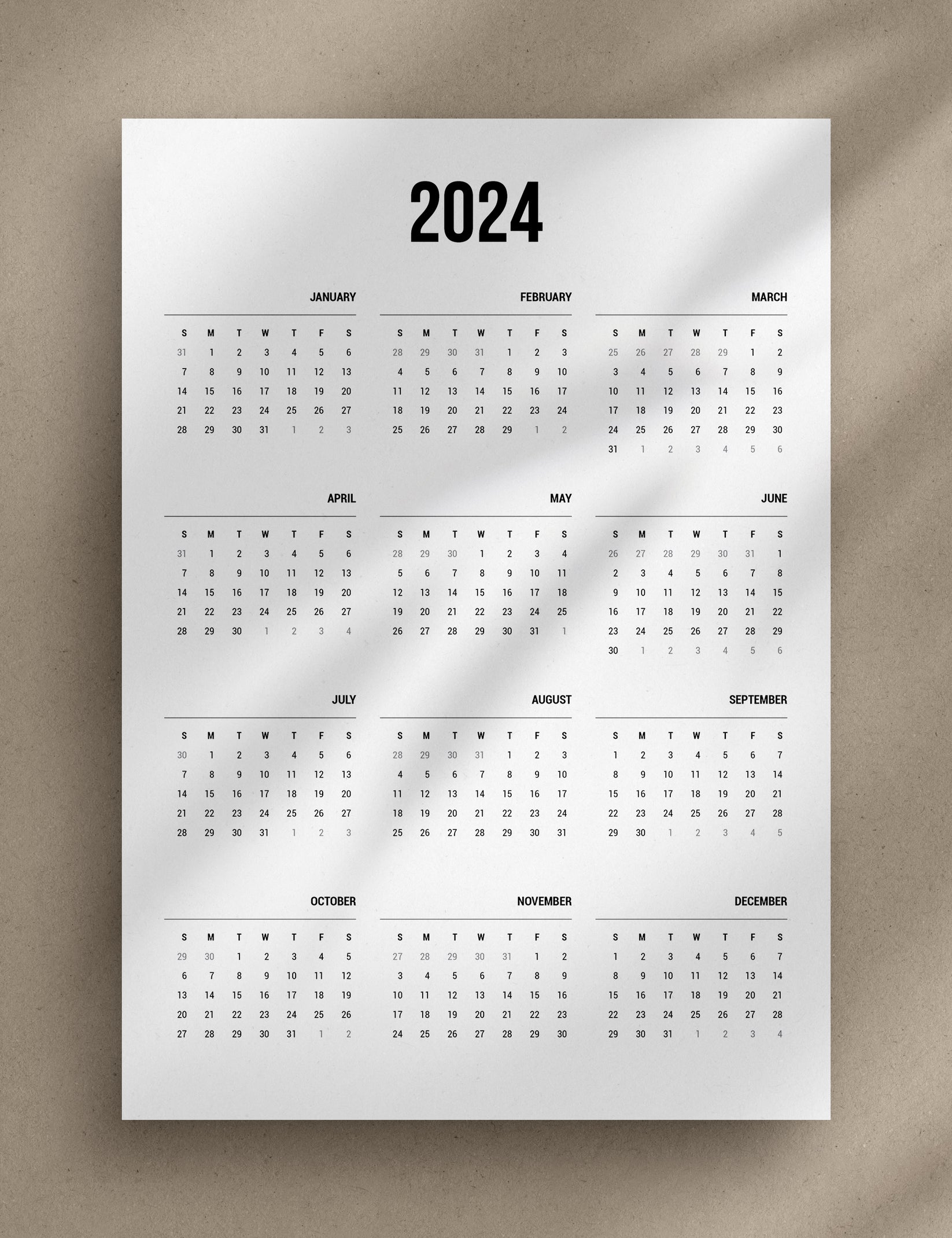 2024 Printable Monthly Planner | Portrait | Vertical | A4 | US Letter ...