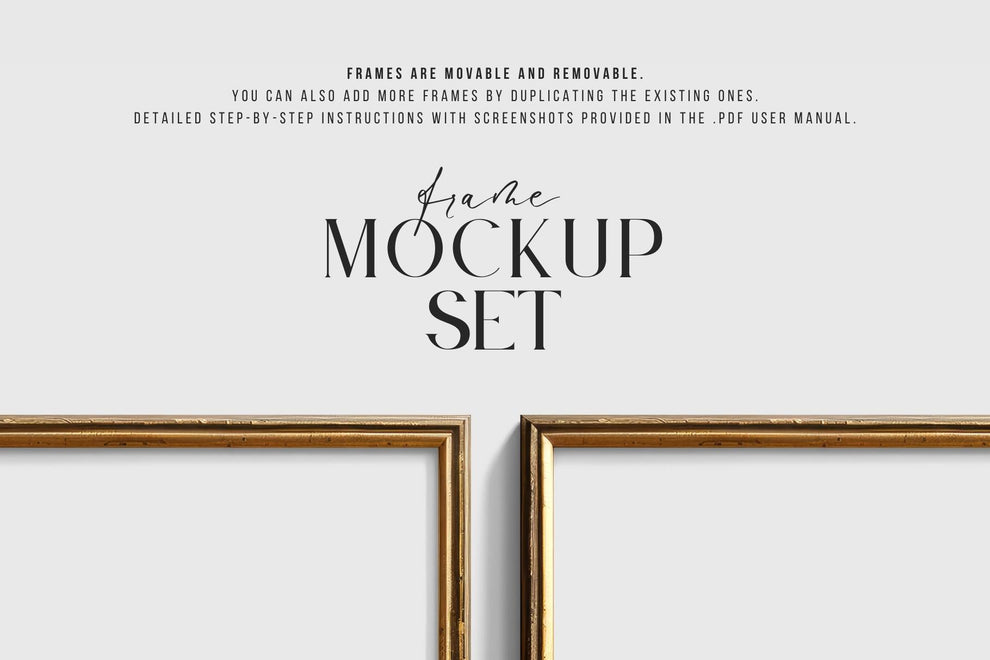 Vintage Gold Metallic Frame Mockup Set of 2 Vertical Frames 4:5 PSD ...