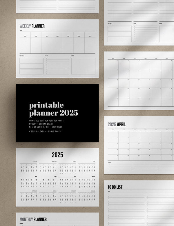 2025 Printable Monthly Planner | Landscape | Horizontal | A4 | US Lett ...