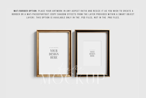 Black and Gold Metallic Frame Mockup Set of 2 Vertical Frames 5:7 PSD ...