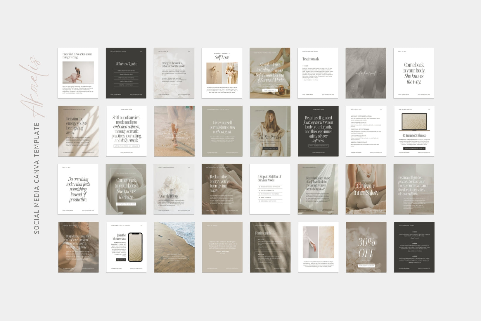 Modern Social Media Canva Templates. Neutral Aesthetic Instagram Posts ...