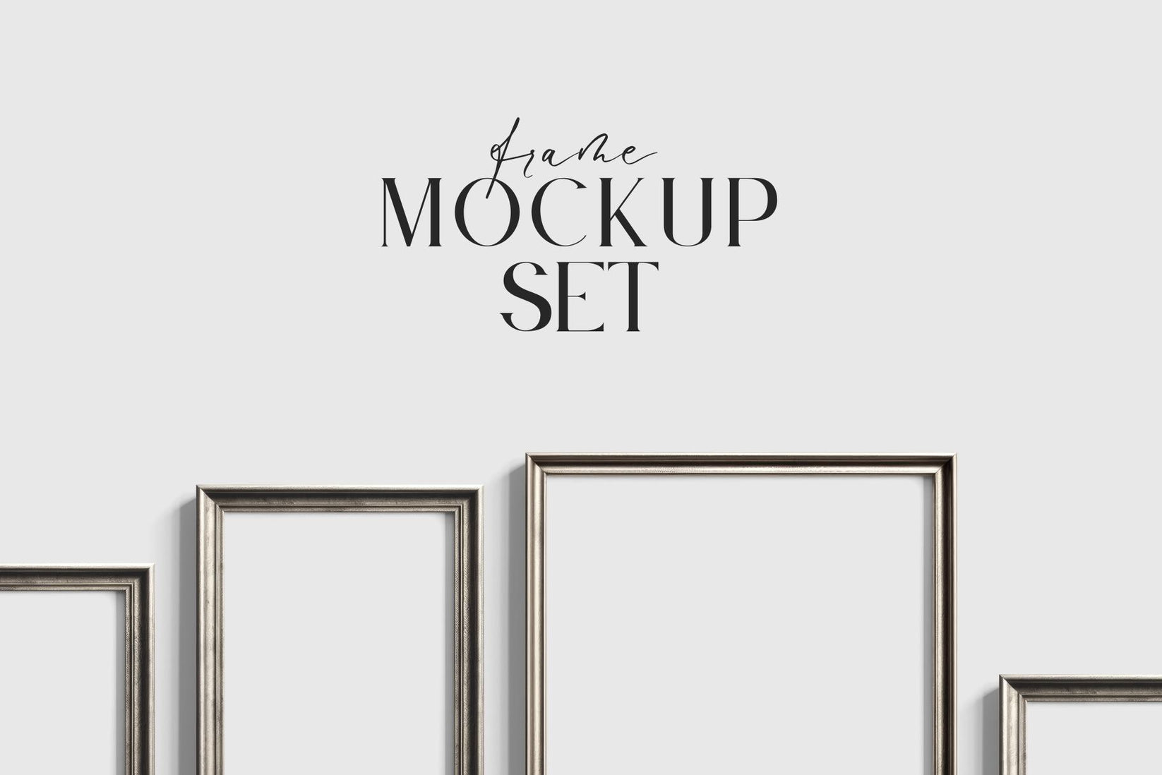 Vintage Silver Metallic Frame Mockup Set of 8 Vertical Frames 5:7, 3:4 ...