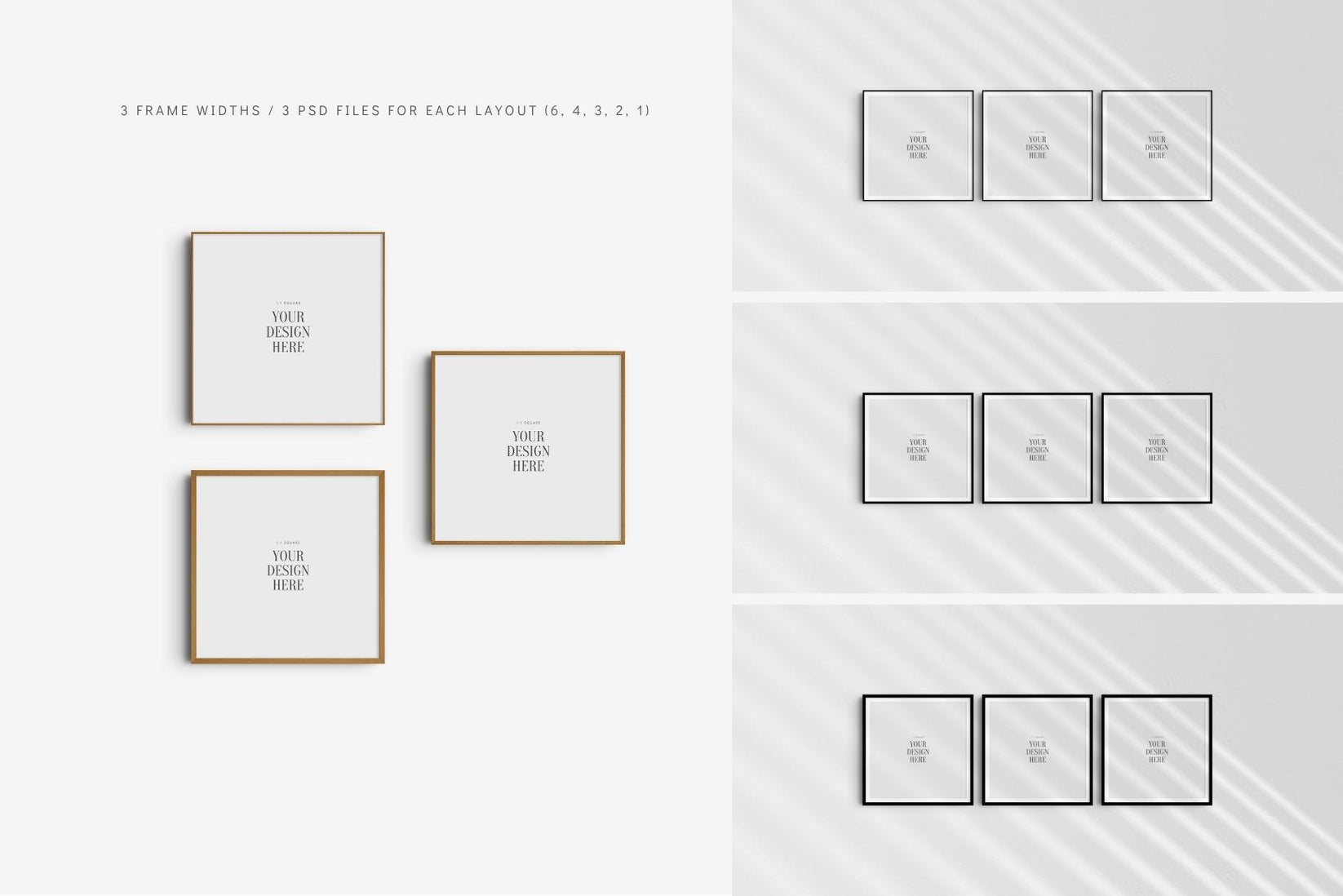 Frame Mockup BUNDLE 1:1 Square Frame Mockup Sets of 6, 4, 3, 2, 1 ...