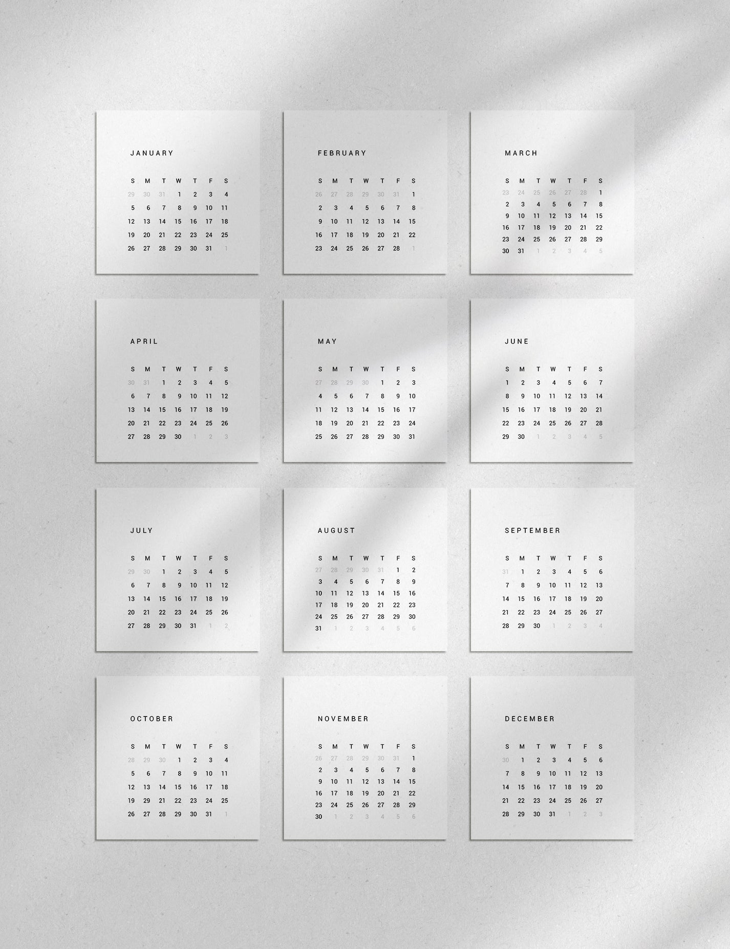 2025 Calendar | 4x4 | 3x3 | 2x2 | Printable Journaling & Planner Cards ...