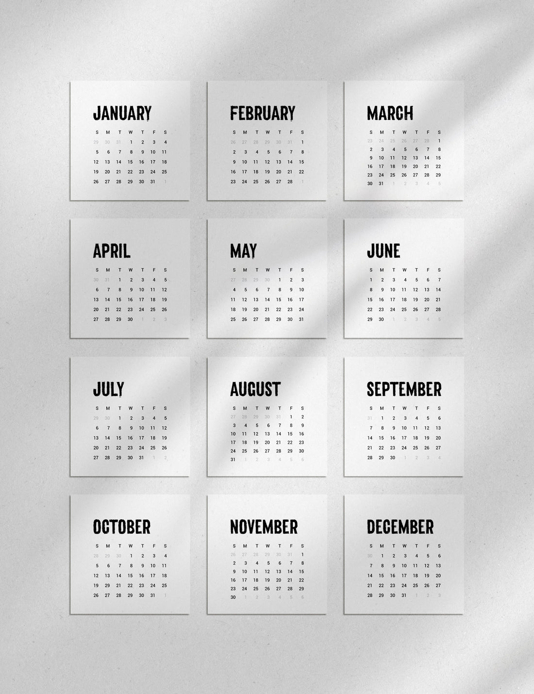 2025 Calendar | 4x4 | 3x3 | 2x2 | Printable Journaling & Planner Cards ...