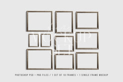 Silver Metallic Frame Mockup Set of 10 Vertical and Horizontal Frames ...