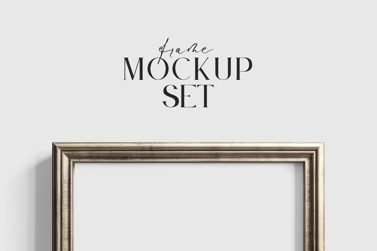 Silver Metallic Frame Mockup Set of 10 Vertical and Horizontal Frames ...
