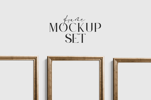 Gold Metallic Frame Mockup Set of 10 Vertical and Horizontal Frames PSD ...