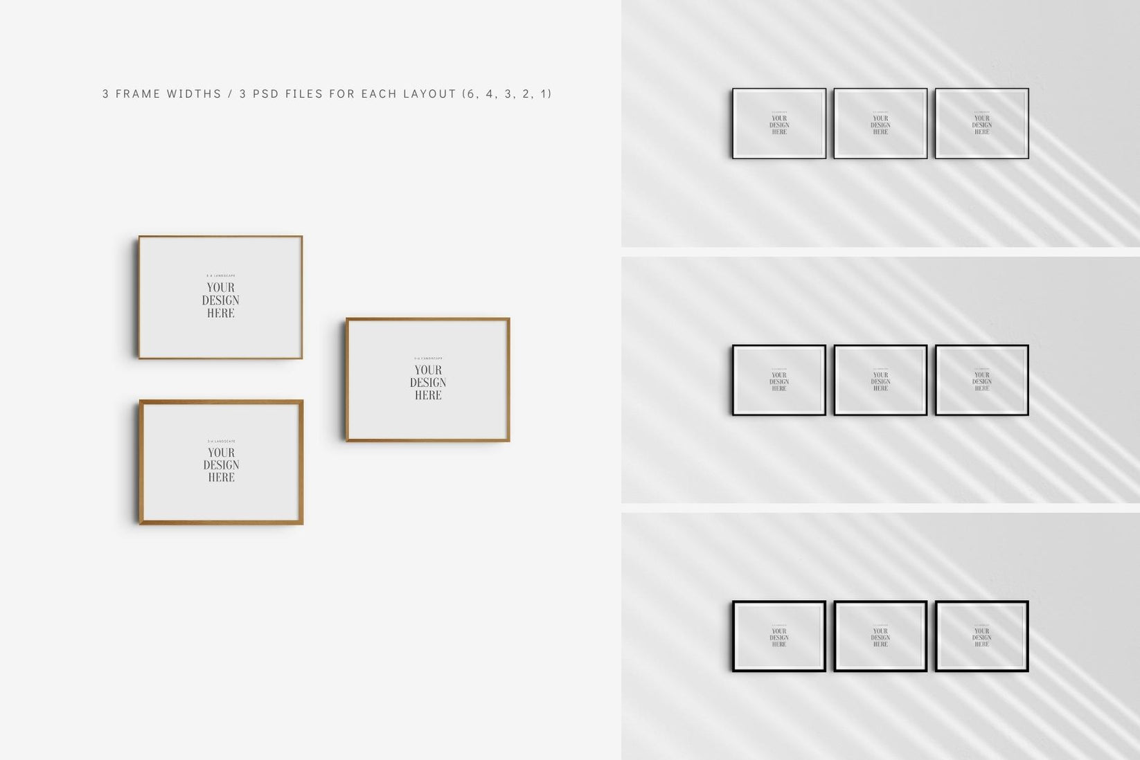 Frame Mockup BUNDLE 4:3 / 3:4 Landscape | Frame Mockup Sets of 6, 4, 3 ...