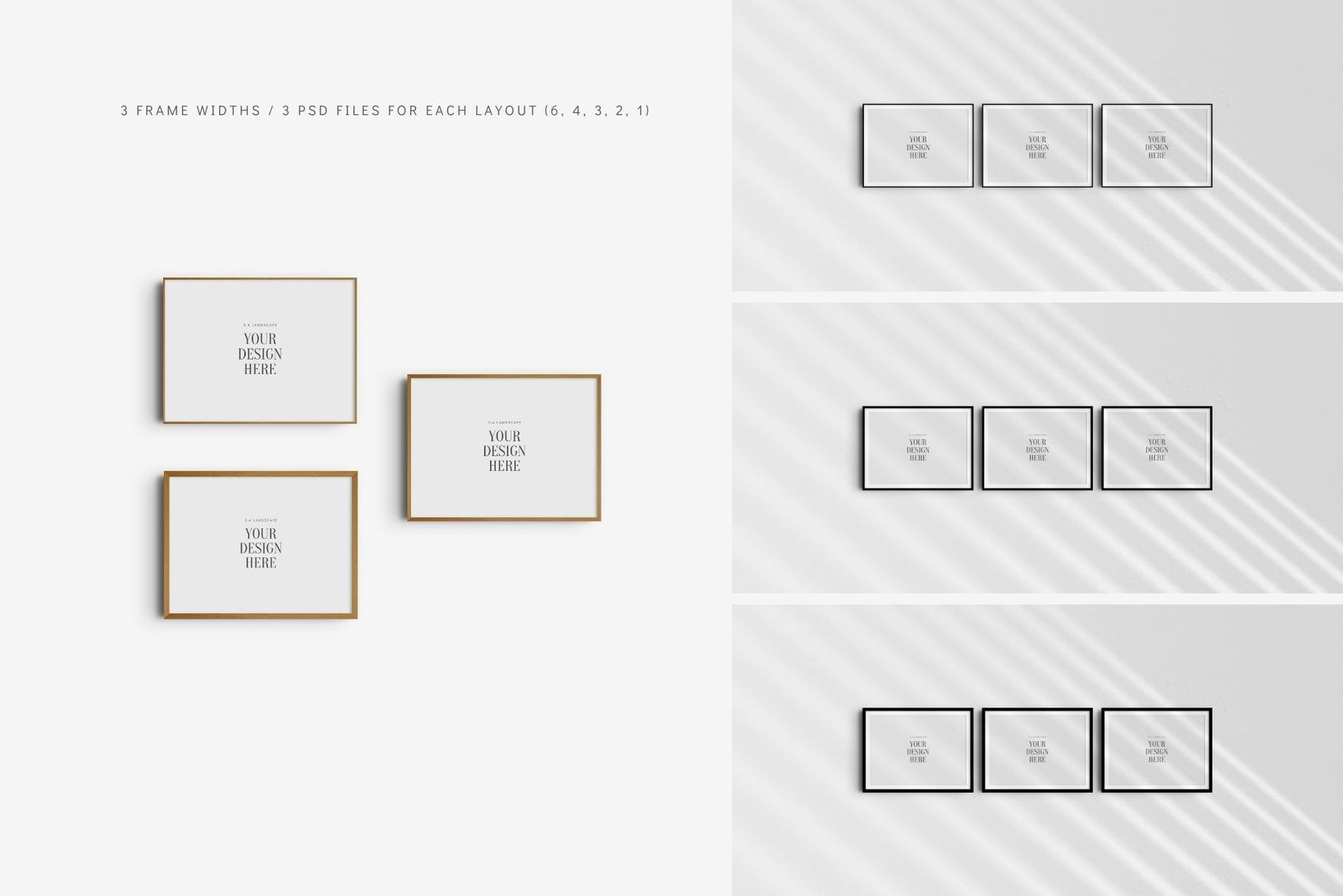 Frame Mockup BUNDLE 4:3 / 3:4 Landscape | Frame Mockup Sets of 6, 4, 3 ...