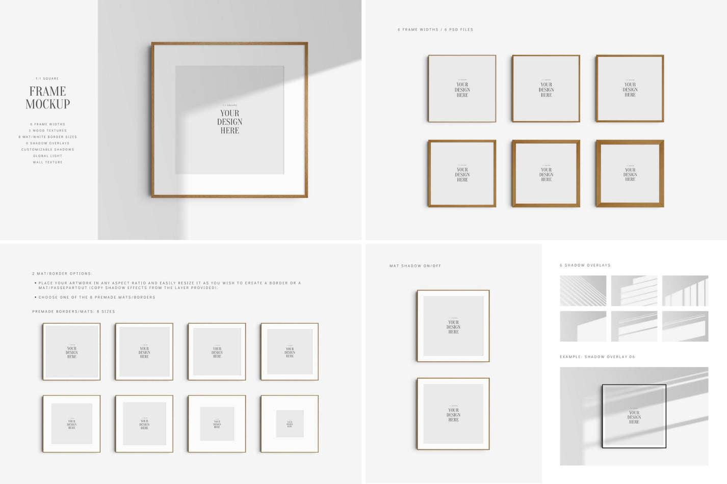 Frame Mockup Bundle 1:1 | Customizable Square Frame Mockups | PSD ...