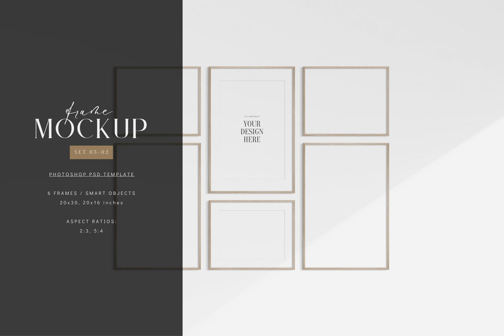 Gallery Wall Mockup | Frame Mockup Set of 6 Frames | Wall Art Mockup ...