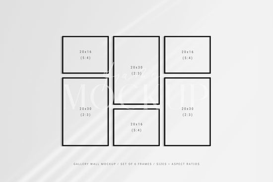 Gallery Wall Mockup | Frame Mockup Set of 6 Frames | Wall Art Mockup ...