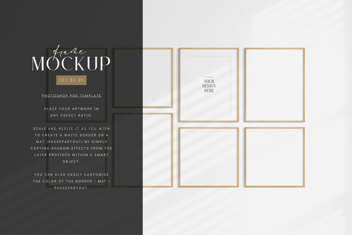 Gallery Wall Mockup | Frame Mockup Set of 8 Frames | Wall Art Mockup ...