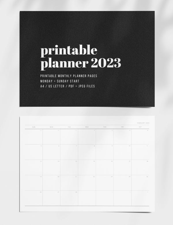 2023 Printable Monthly Planner | Landscape | Horizontal | A4 | US Lett ...
