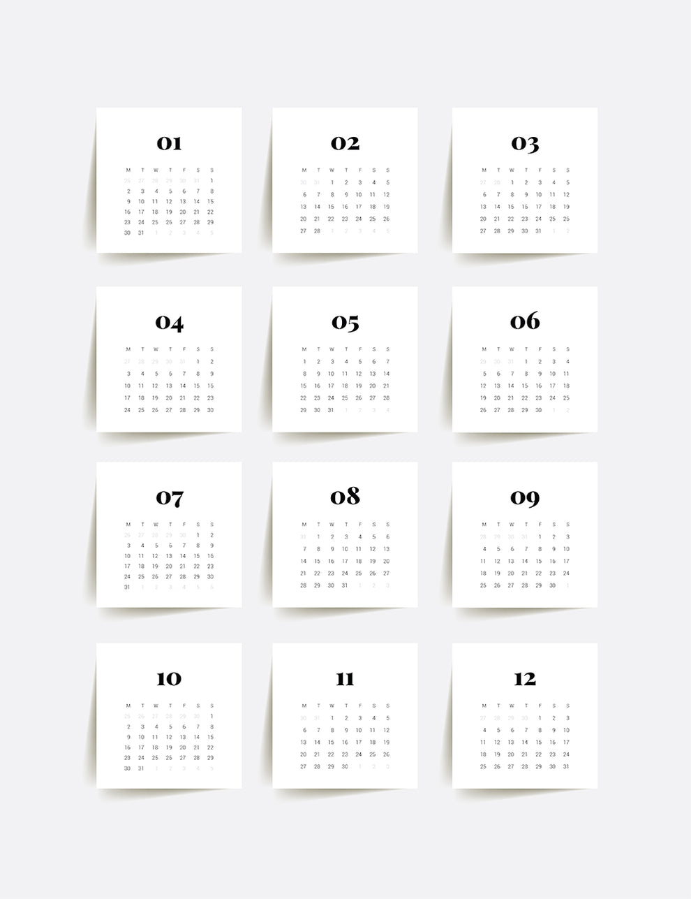 2023 Calendar | 3x3 | 2x2 | Printable Journal & Planner Cards | PDF ...