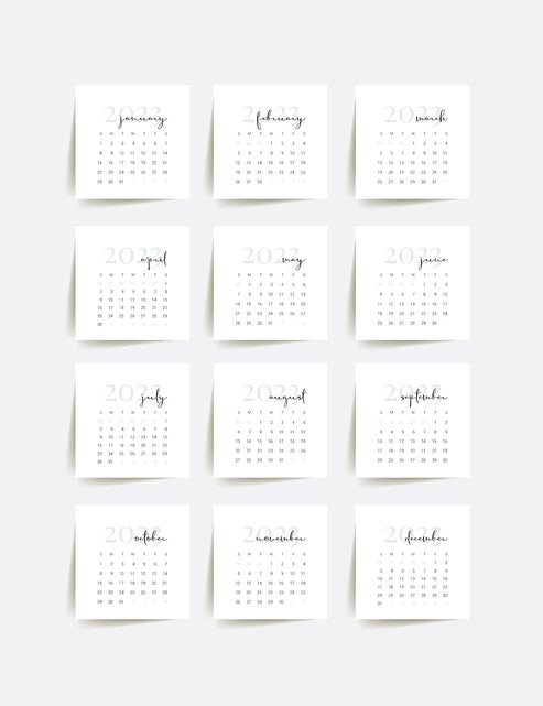 2023 Calendar | 3x3 | 2x2 | Printable Journal & Planner Cards | PDF ...