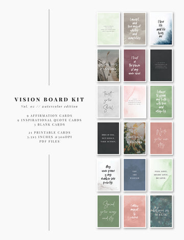 Printable Vision Board Cards. Motivational Affirmations. Inspirational ...