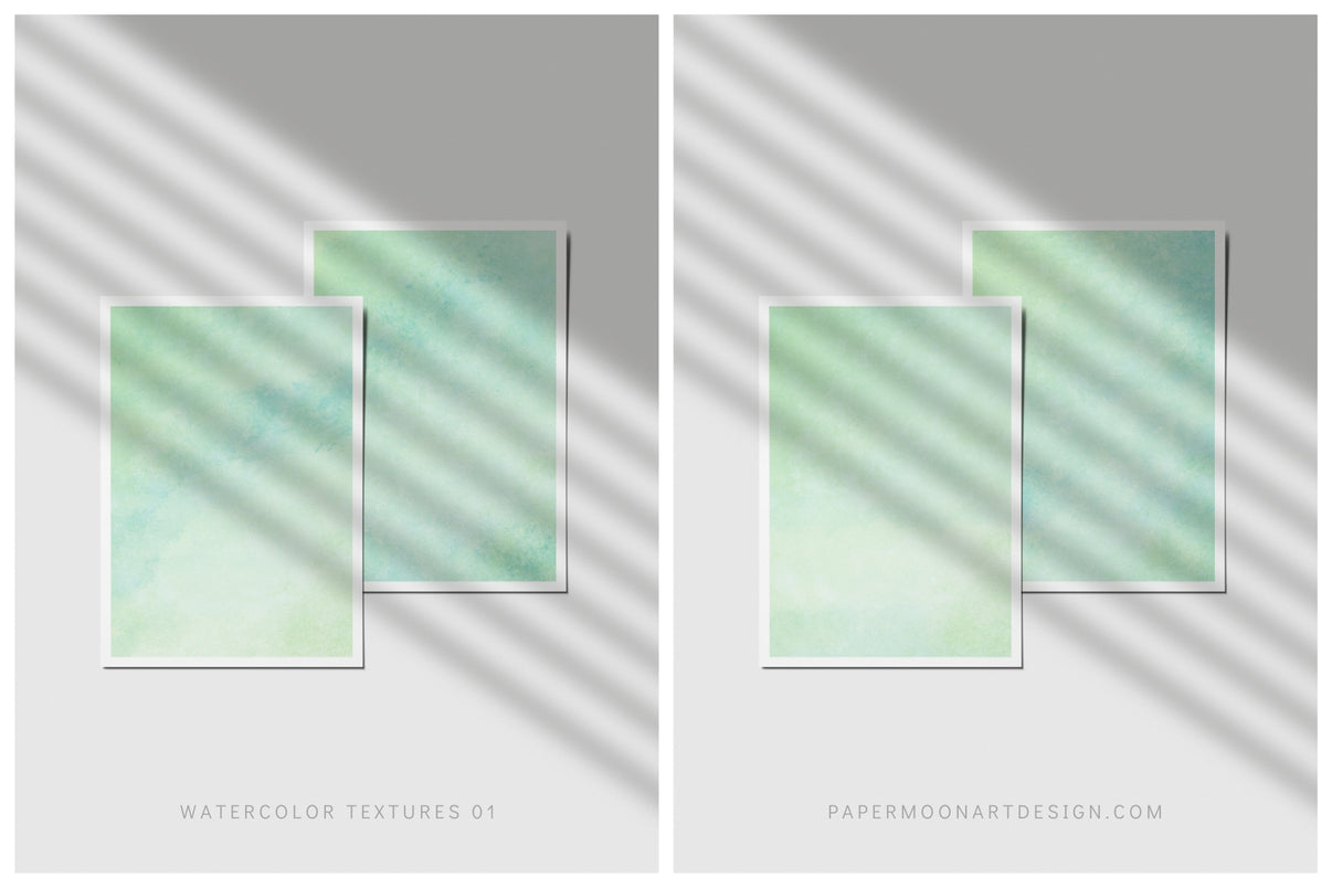 12 Watercolor Texture Backgrounds 01 Green and Blue, Digital Scrapbook ...