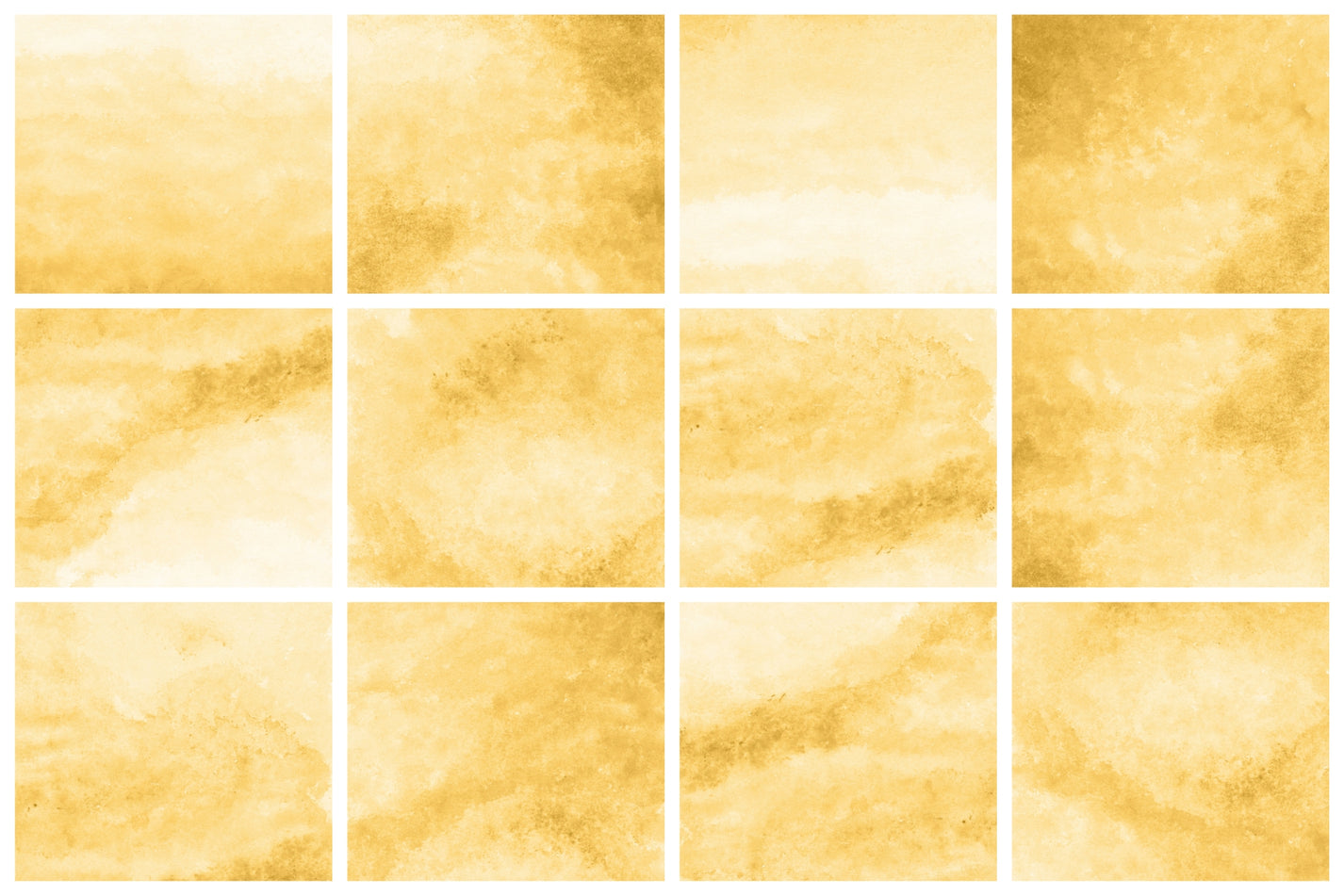 12 Watercolor Texture Backgrounds 01 Yellow Gold, Digital Scrapbook Pa ...