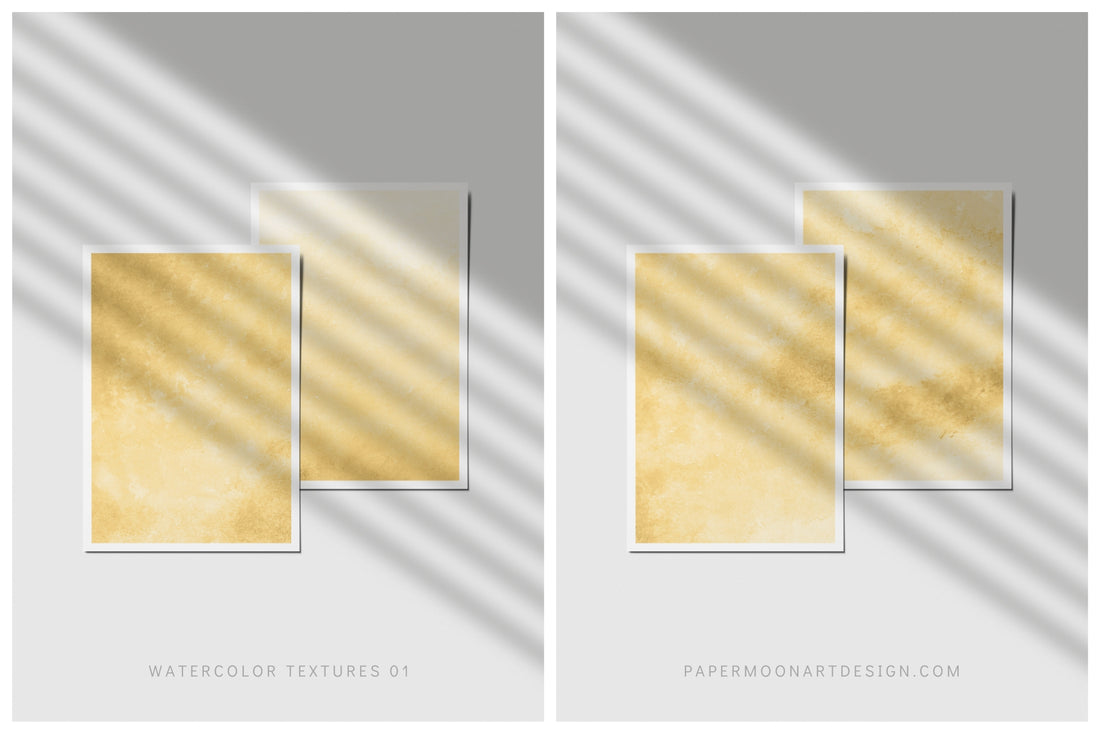 12 Watercolor Texture Backgrounds 01 Yellow Gold, Digital Scrapbook Pa ...